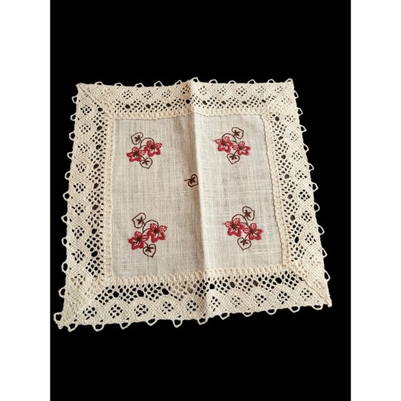 Austrian | Accents | Austrian 2 Linen Doily With Embroidered Flower ...